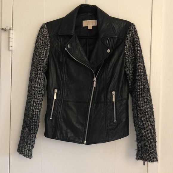 MICHAEL Michael Kors | Jackets & Coats | Michael Kors Leather And Tweed ...